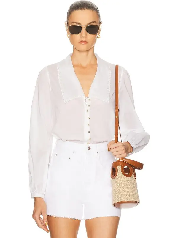 FRAME The Eyelet Sailor Blouse - White