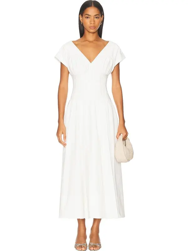 Simkhai Nina Pleated Midi Dress - White