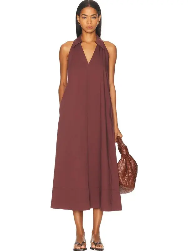 SIMONMILLER Nava Poplin Midi Dress - Choco Brown