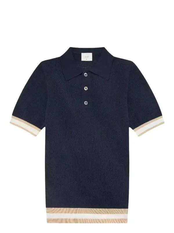 CHE Ribbed-knit Polo Shirt - Blue