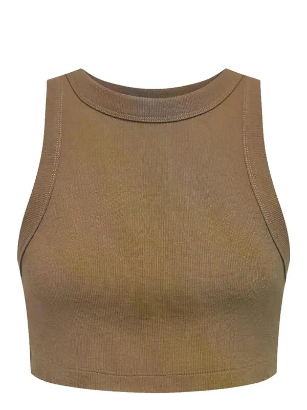 12 STOREEZ Sleeveless Cotton Crop Top - Brown