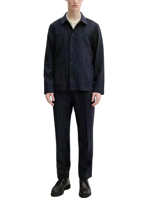 A.p.c. Pinstripe Wool-blend Jacket - Blue