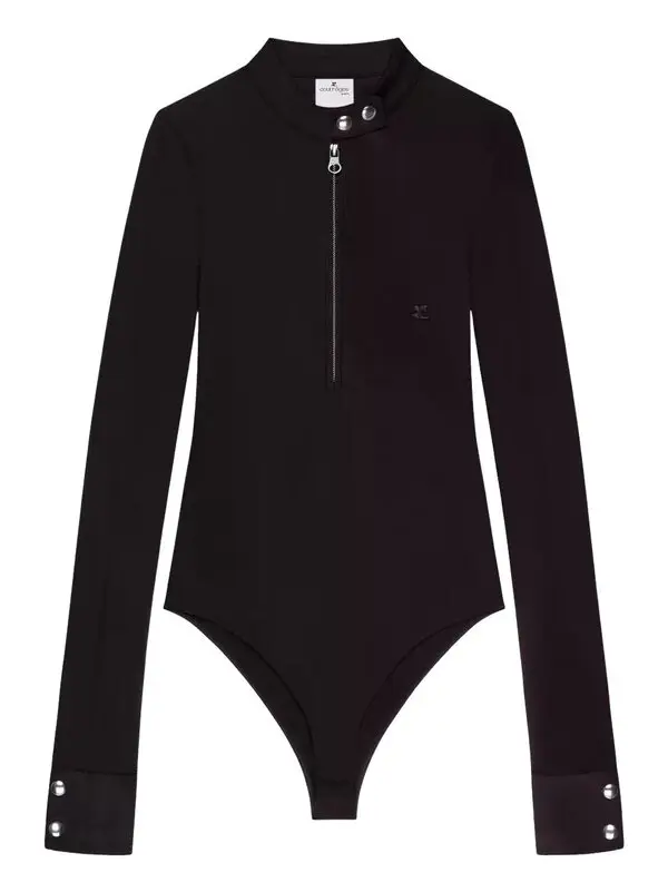COURREGES Zip-up Long-sleeve Bodysuit - Black