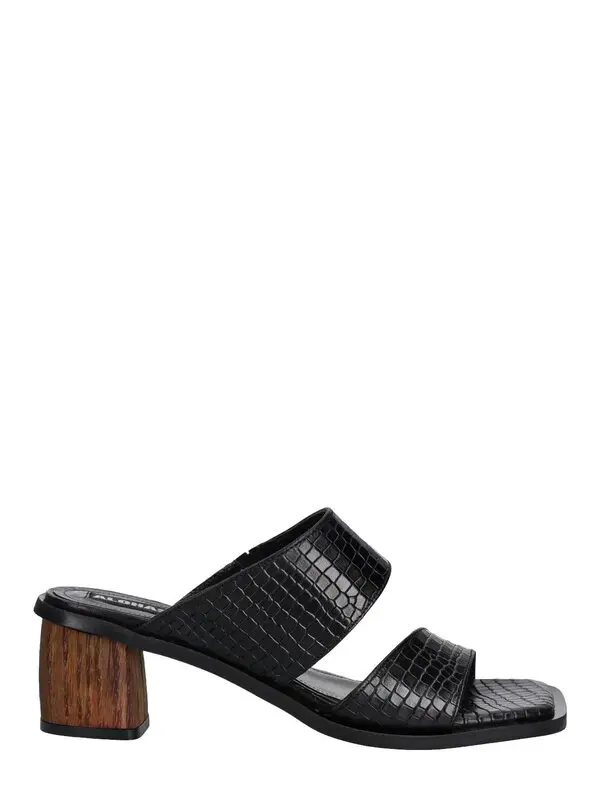 ALOHAS Gabin Crocodile-effect Block-heel Slides - Black