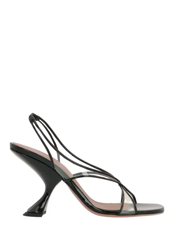 Amina Muaddi Lena 90mm Patent-leather Slingback Sandals - Black