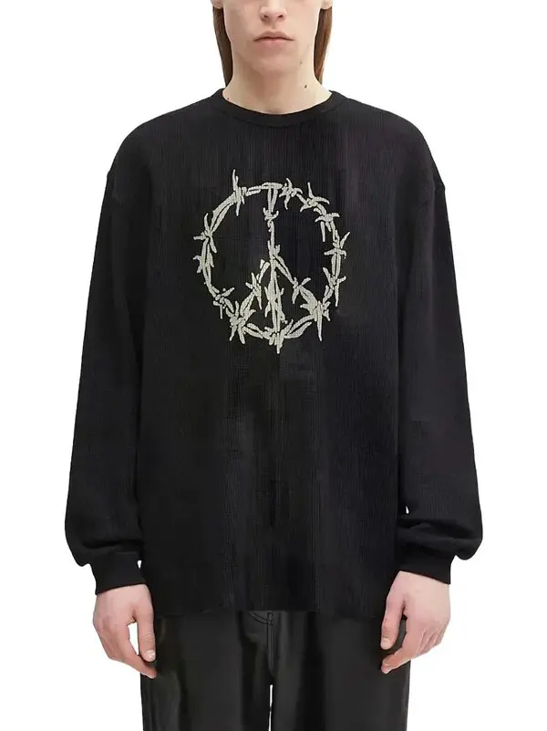 Aries Waffle-knit Long-sleeve T-shirt - Black