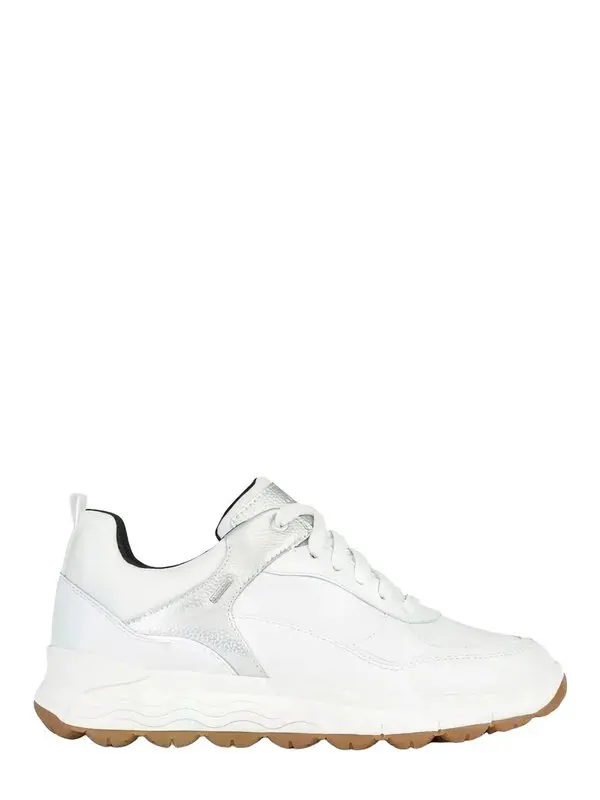 Geox Spherica 4x4 Metallic-panel Leather Sneakers - White