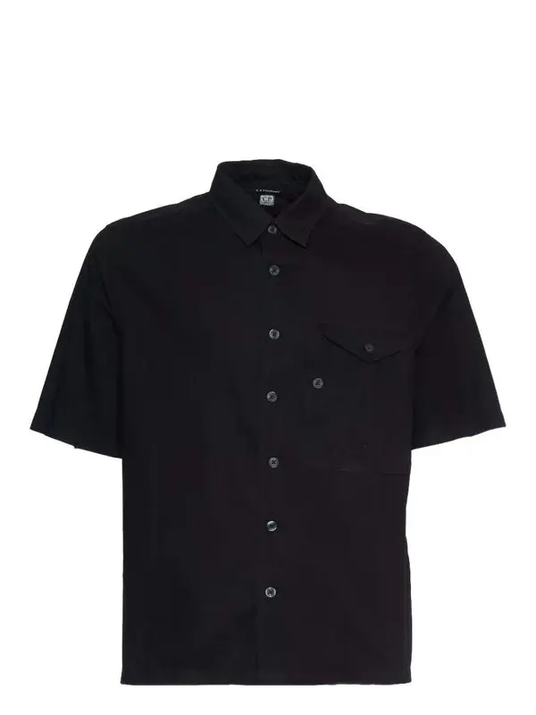 C.P. COMPANY Logo-embroidered Poplin Shirt - Black
