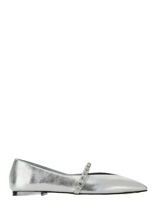 Alexander McQueen Leather Studded Ballerina Shoes - Silver