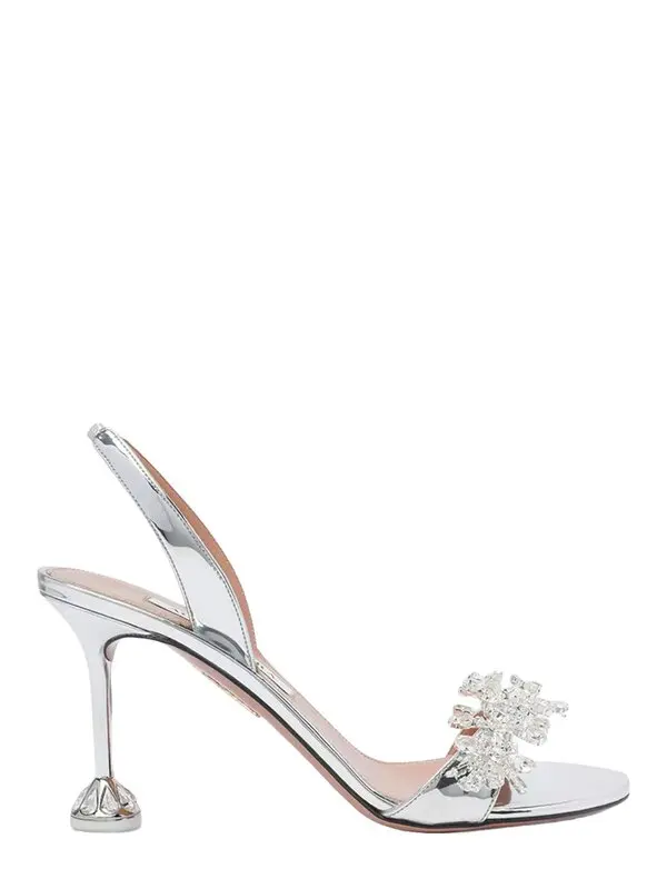 AQUAZZURA 85mm Crystal-embellished Slingback Sandals - Silver