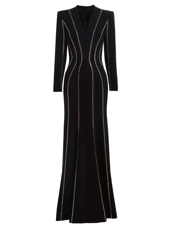 Jenny Packham Victoire Rhinestone-embellished Maxi Gown - Black