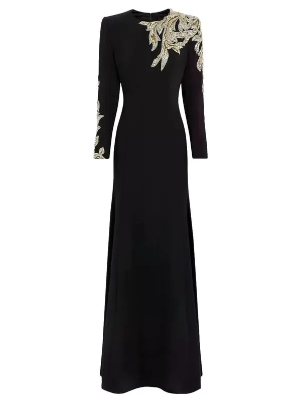 Jenny Packham Honor Beaded Leaf-embellished Gown - Black