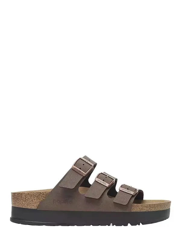 BIRKENSTOCK Florida Triple-buckle Platform Slides - Brown