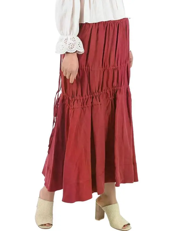 Brock Collection Drawstring Maxi Skirt - Red