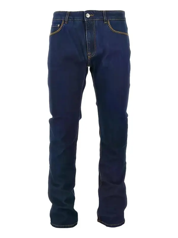 Etro Straight Leg Jeans With Contrast Stitching - Blue