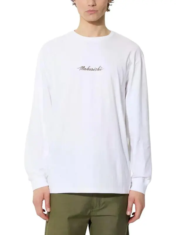 MAHARISHI Dragon Bamboo Embroidered Long-sleeve T-shirt - White