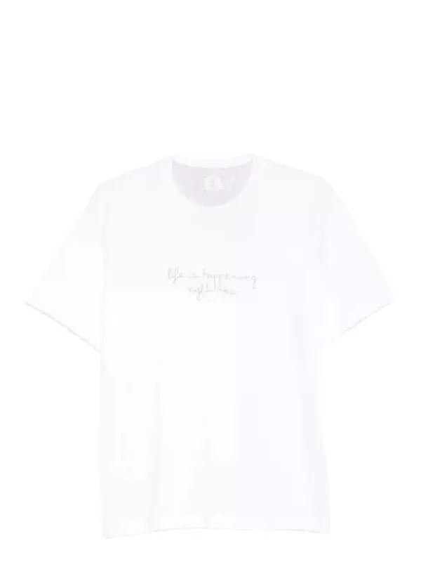 Eleventy Embroidered Crew-neck T-shirt - White