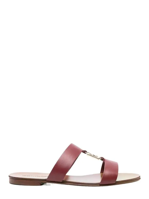 Dolce & Gabbana Leather Logo-plaque Sandals - Red