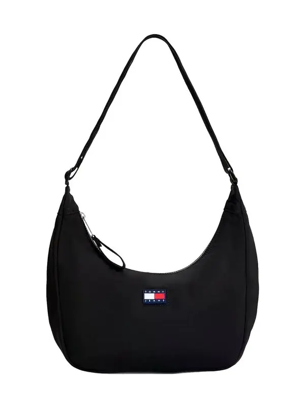 Tommy Hilfiger Logo-patch Half-moon Bag - Black