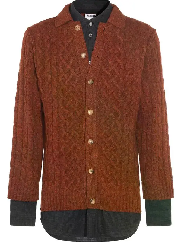 Moschino Cable-knit Buttoned Cardigan - Brown
