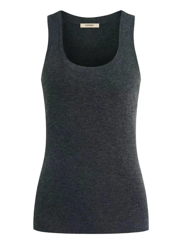 12 STOREEZ Ribbed Tank Top - Grey