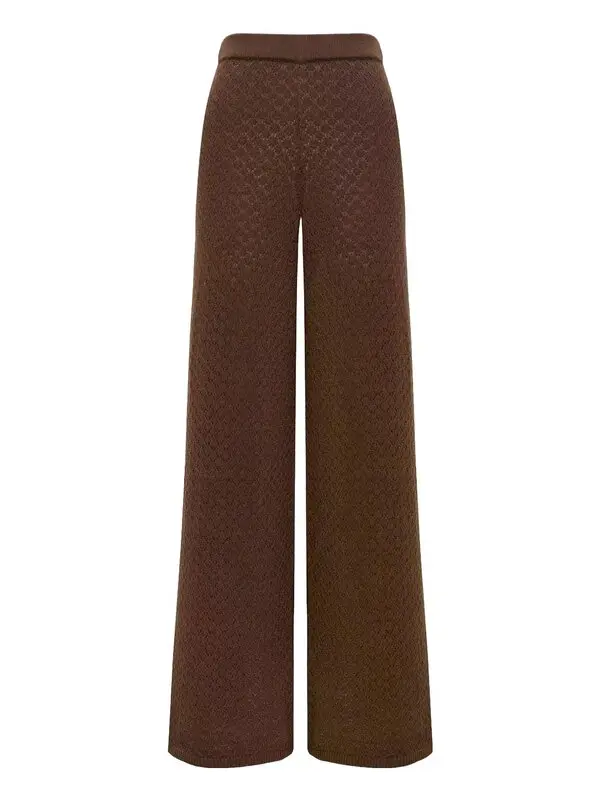 12 STOREEZ Pointelle-knit Wide-leg Trousers - Brown