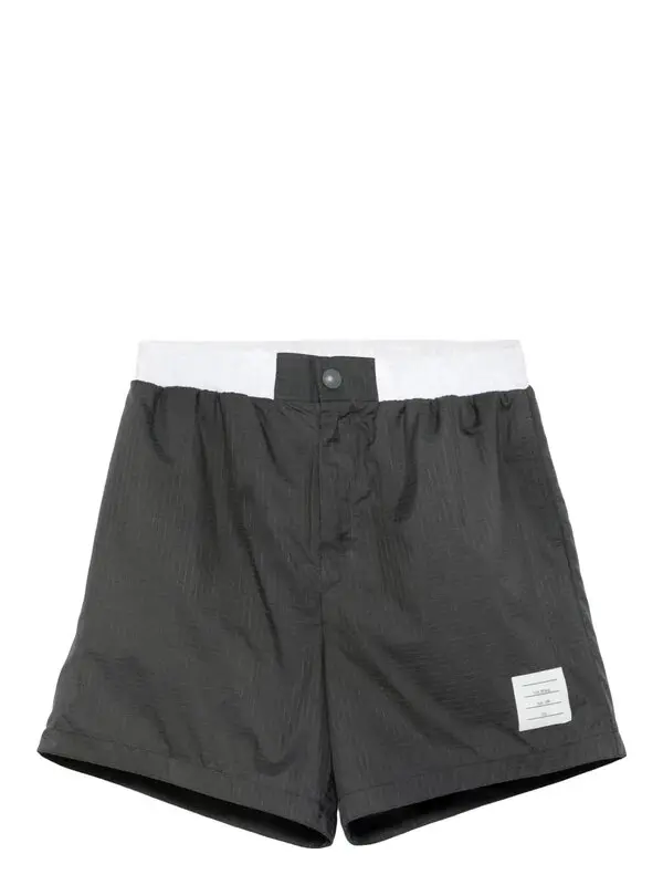 Thom Browne Logo-waistband Ripstop Shorts - Grey