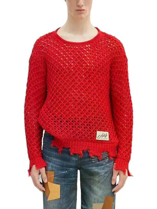 Andersson Bell Open-knit Frayed Sweater - Red