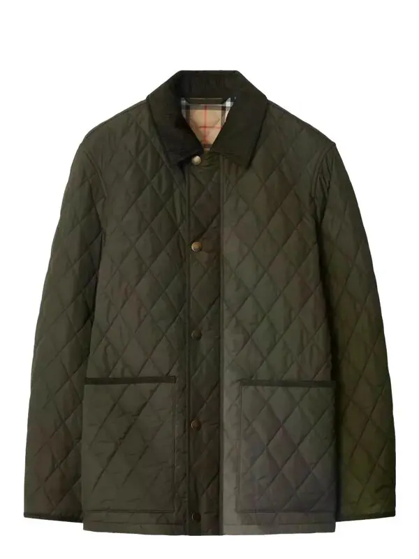 Burberry Quilted Corduroy-collar Jacket - Green