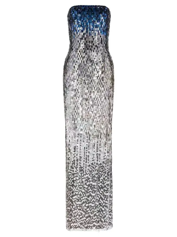 Jenny Packham Lucille Strapless Maxi Dress - Silver