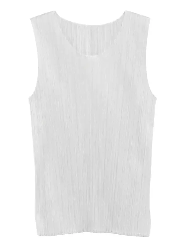 Issey Miyake Pleated Sleeveless Top - Grey