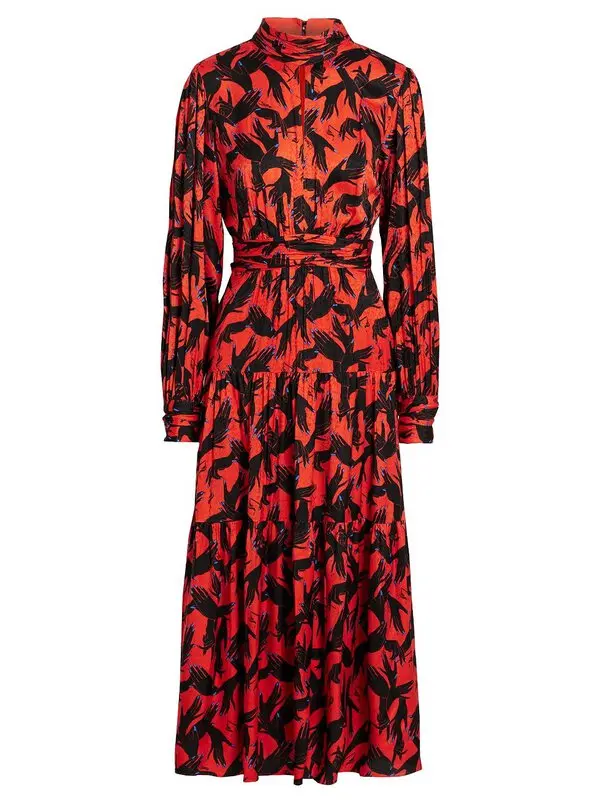 Diane Von Furstenberg Sai Tie Printed Jacquard Midi Dress - Red
