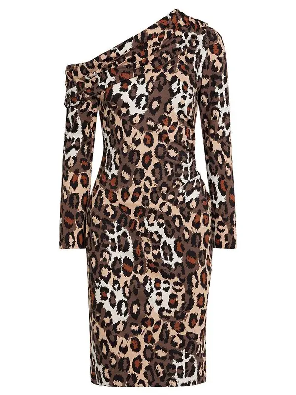 Diane Von Furstenberg Perry One-shoulder Leopard-print Jersey Dress - Beige