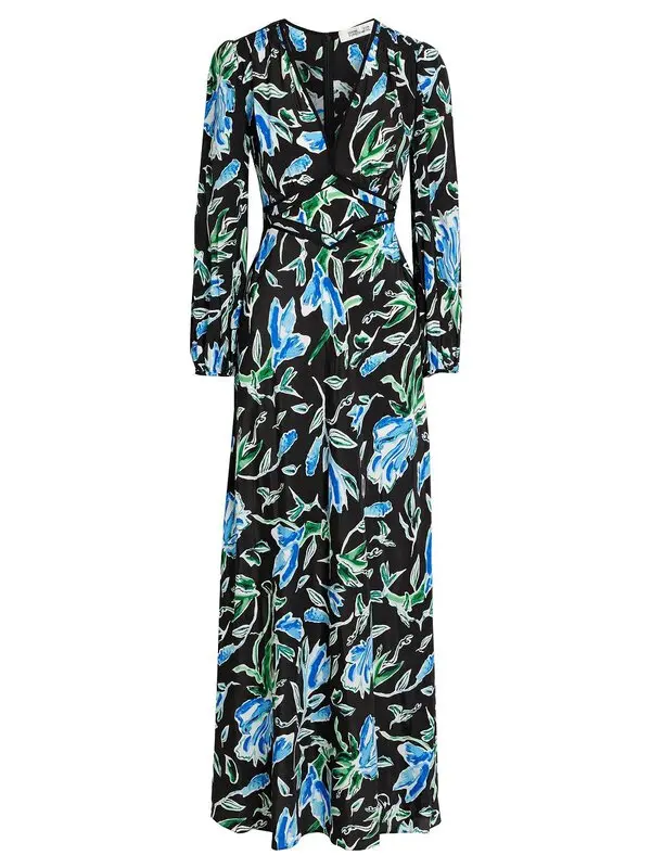 Diane Von Furstenberg Seline Floral-print Crepe De Chine Maxi Dress - Black