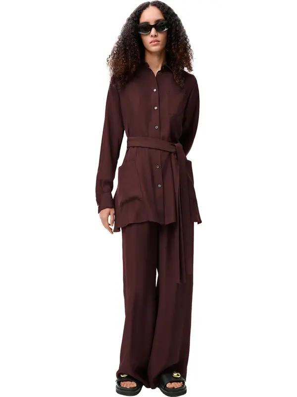 Loewe Belted Silk Blouse - Burgundy