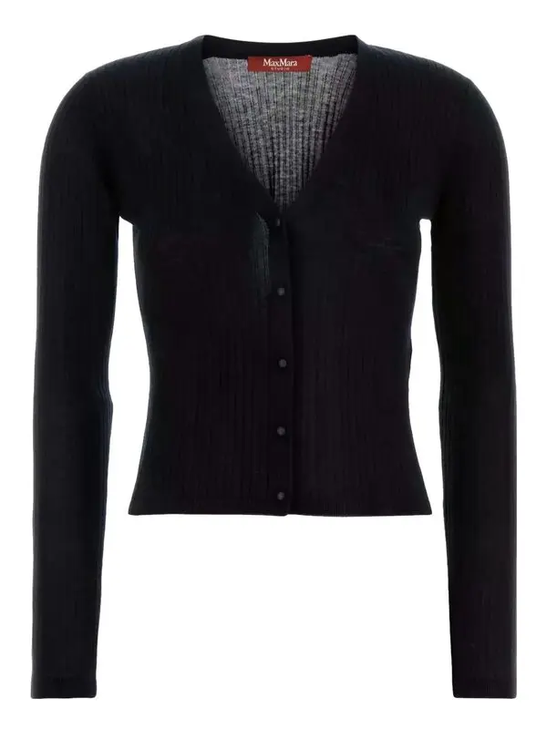 Max Mara Ribbed V-neck Cardigan - Blue