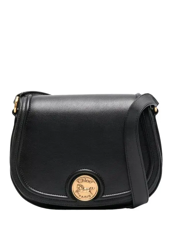 Chloé Horse Medal Leather Crossbody Bag - Black