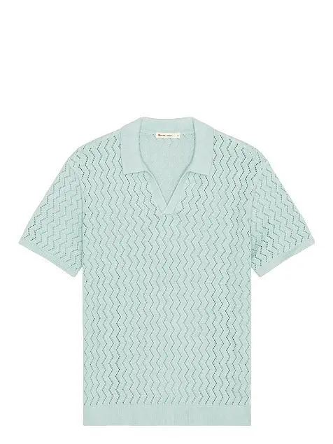 Marine Layer Archive Cyrus Sweater Polo In Teal - Cloud Blue