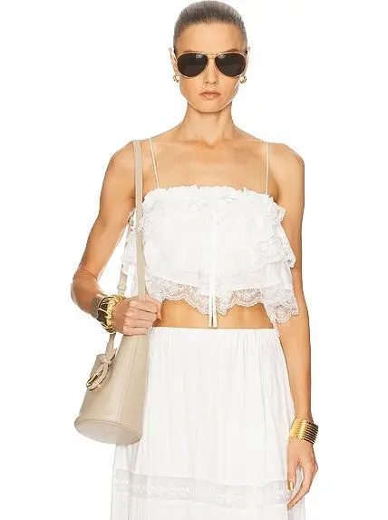 Ronny Kobo Carlton Top In Voile And Lace - Ivory