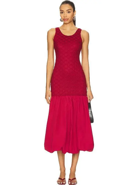Bardot X Melody Lace Poplin Maxi Dress - Burgundy