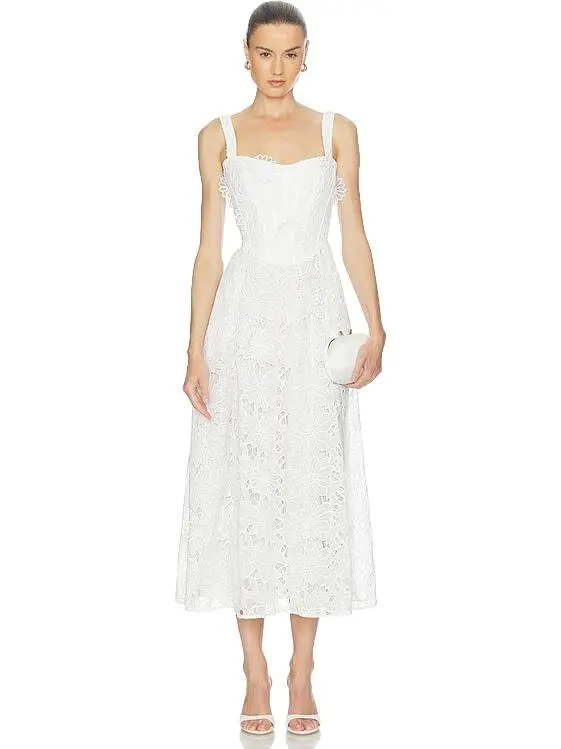 Bardot Adaline Broderie Midi Dress - Orchid White