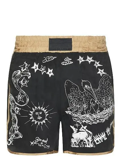 JUNGLES Scribbles Boxing Shorts - Black & White