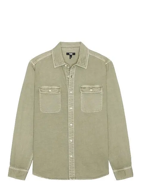 Paige Martin Shirt In Sage - Vintage Dried Lemongrass