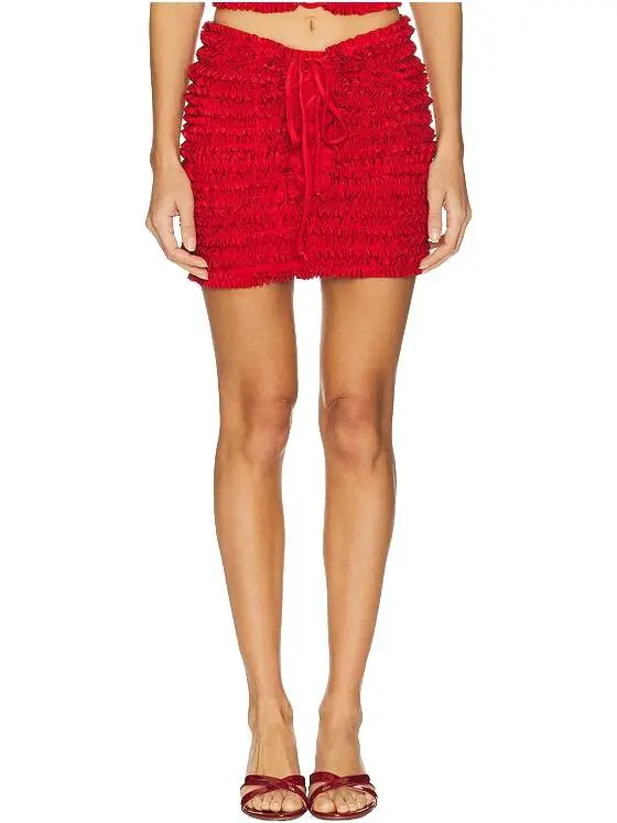 AMOR MIA Ruffled Mini Skirt - Red