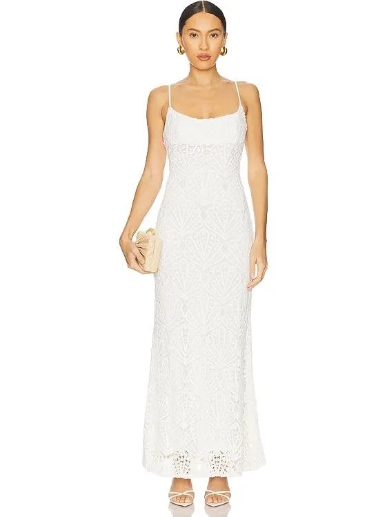 Bardot Adoni Crochet Midi Dress - Orchid White