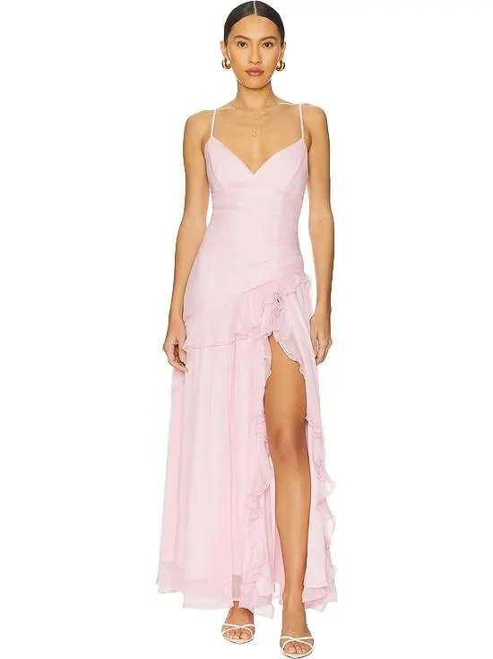 Bardot Yvanna Ruffle Maxi Dress - Soft Pink