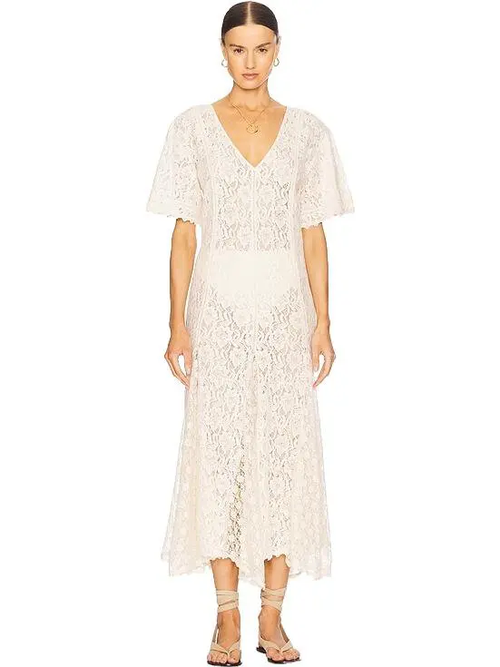 SPELL Lux Lisbon Lace Handkerchief Dress - Vintage Cream