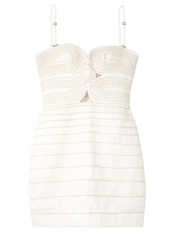 ANDRES OTALORA Linen Rope-trimmed Cutout Dress - Ivory
