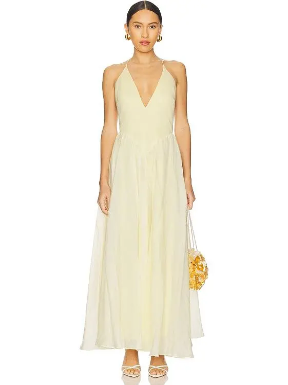 Bardot Arletha Halter Maxi Dress - Lemon
