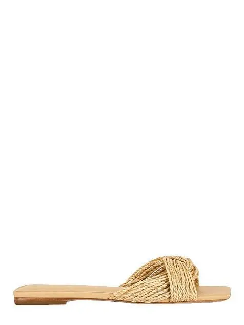 Raye Raffia Slip-on Flat Sandals - Neutral
